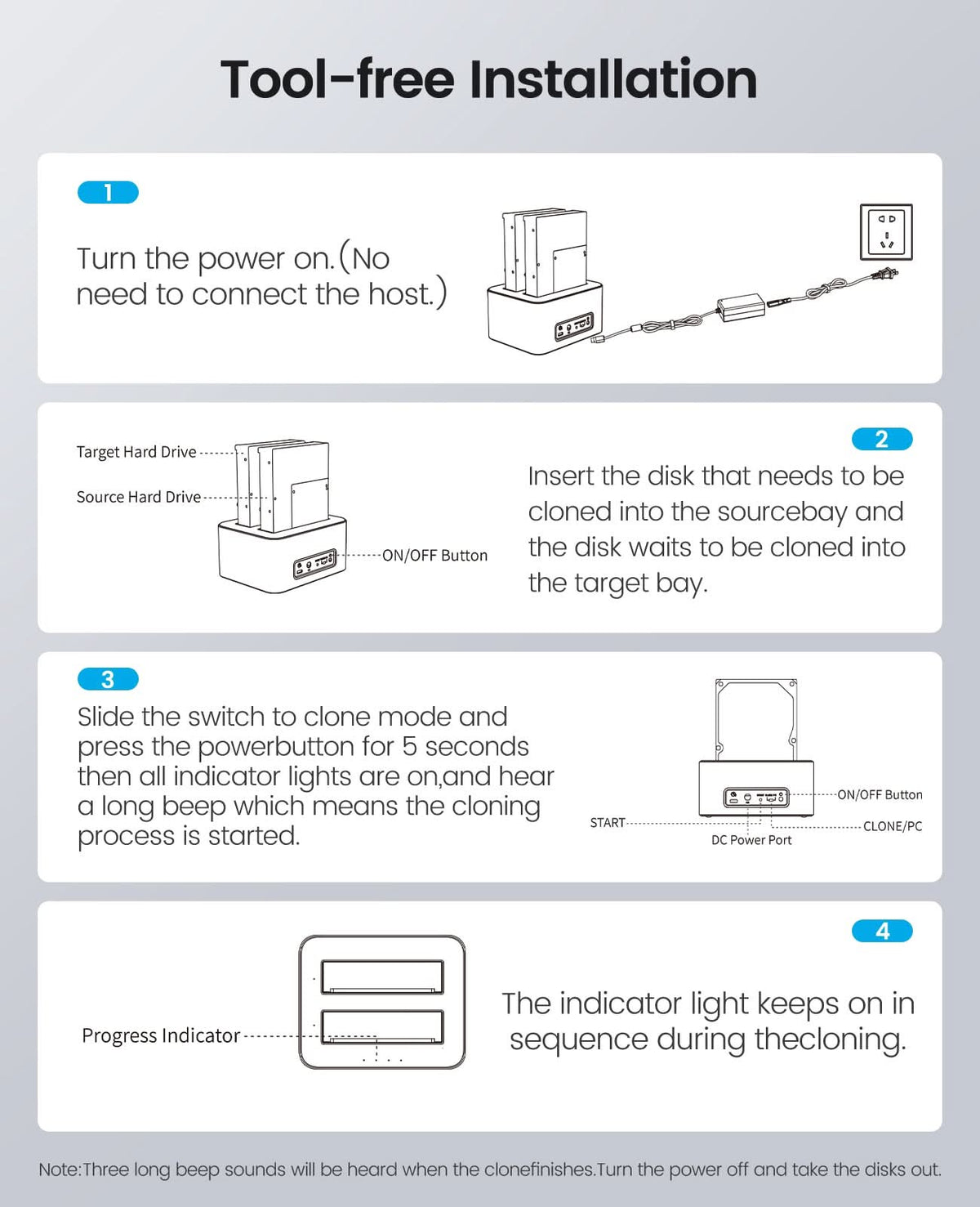 ORICO Dual Bay Type-C SATA HDD/SSD Offline Clone Duplicator